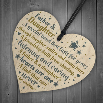 Red Ocean Father And Daughter Gifts Handmade Wooden Heart Father Gifts ...