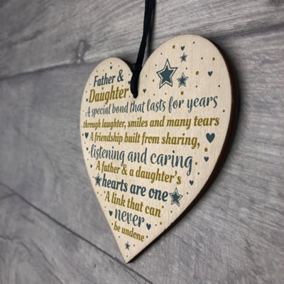 Red Ocean Father And Daughter Gifts Handmade Wooden Heart Father Gifts ...