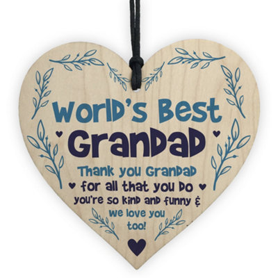 Red Ocean Fathers Day Gift For Grandad Wood Heart Novelty Grandad ...