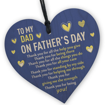 Red Ocean Fathers Day Thank You Gift For Dad - Wooden Heart Gift For ...