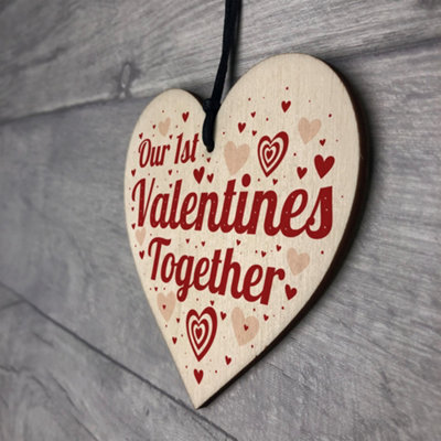 Red Ocean First Valentines Gift For Boyfriend Girlfriend Wooden Heart ...