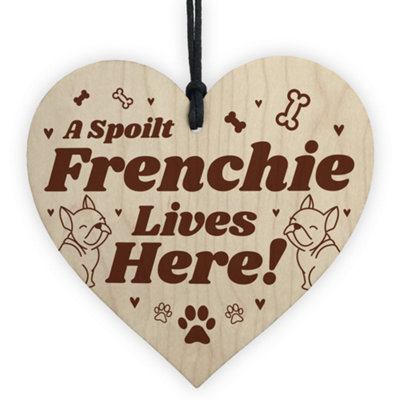 Red Ocean Frenchie Lives Here Funny French Bull Dog Hanging Sign Dog ...
