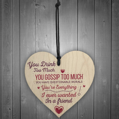 Red Ocean Friendship Best Friend Sign Shabby Chic Wood Hanging Heart ...