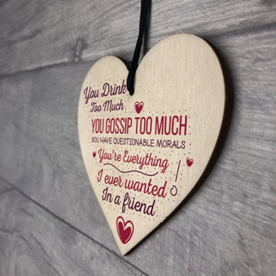 Red Ocean Friendship Best Friend Sign Shabby Chic Wood Hanging Heart ...