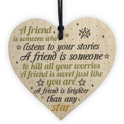 Red Ocean Friendship Bright Star Handmade Wooden Hanging Heart Chic ...