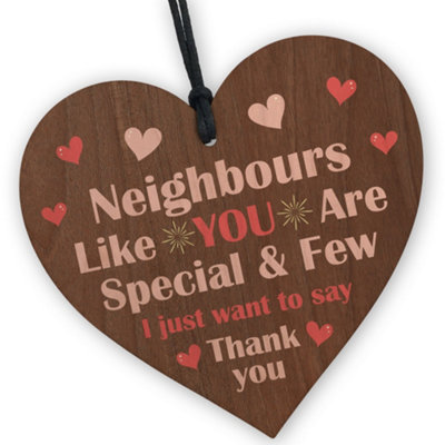 Red Ocean Friendship Gift For Neighbour Wood Heart Neighbour Birthday ...