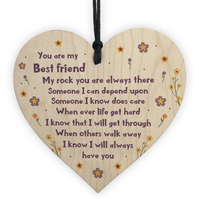 Red Ocean Friendship Keepsake Gifts Wooden Heart Sign Poem Best Friend ...