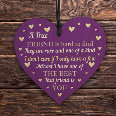 Red Ocean Friendship Plaque Best Friend Gift TRUE FRIEND Wood Heart ...
