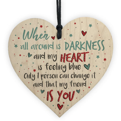 Red Ocean Friendship Thank You Gift Handmade Wooden Heart Best Friend ...