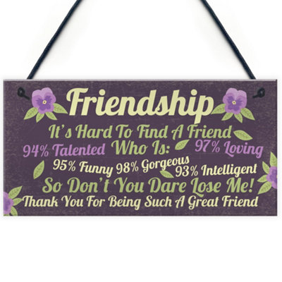 Red Ocean Funny Best Friend Sign Friendship Gift Hanging Plaque Thank ...