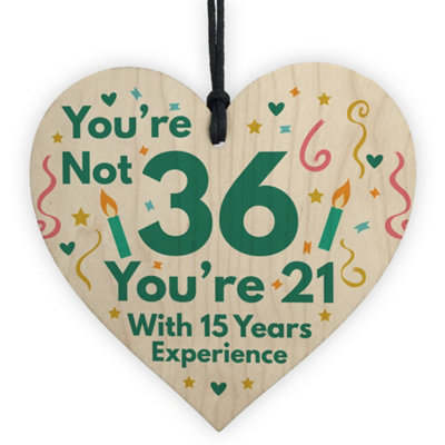Red Ocean Funny Birthday Gifts For Women Novelty 36th Birthday Gift For Men Wooden Heart Sign