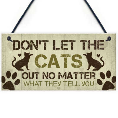 Red Ocean Funny Cat Signs And Plaques Cat Signs For Home Funny Cat Gift ...