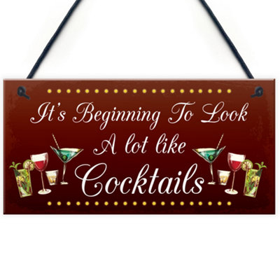 Red Ocean Funny Christmas Sign For Home Bar Man Cave Bar Sign Gin Gifts