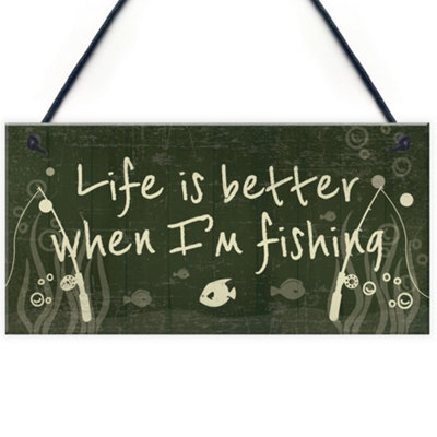 Red Ocean Funny Fishing Gift Fisherman Sign Garden Shed Man Cave Plaque ...