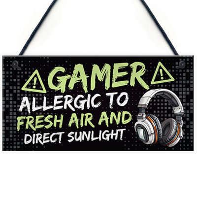 Red Ocean Funny Gamer Sign Games Room Accessories Boys Bedroom Gaming ...