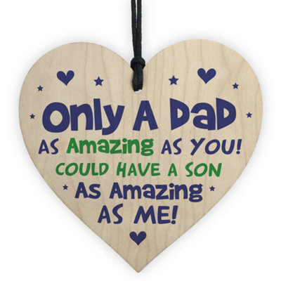 Red Ocean Funny Gift For Dad From Son Wood Heart Dad Birthday Gift ...
