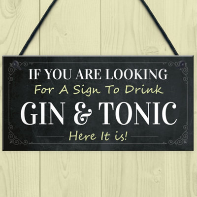Red Ocean Funny Gin And Tonic Bar Sign Novelty Home Bar Decor Plaque ...