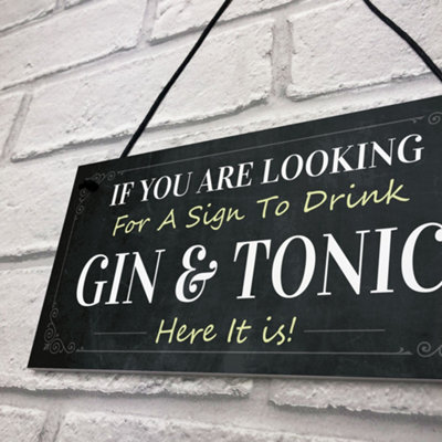 Red Ocean Funny Gin And Tonic Bar Sign Novelty Home Bar Decor Plaque ...