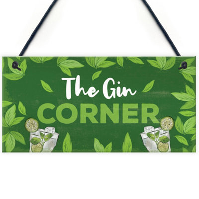 Red Ocean Funny Gin Gift Gin Corner Sign Home Bar Sign For Garden ...