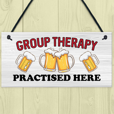 Red Ocean Funny GROUP THERAPY Sign Bar Signs And Plaques Home Decor Man ...
