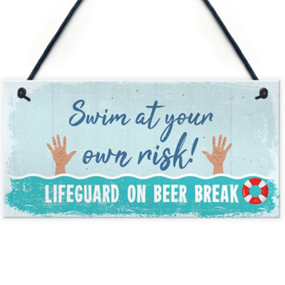 Red Ocean Funny Hot Tub Sign Summer House Garden Sign Pool Jacuzzi ...