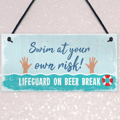 Red Ocean Funny Hot Tub Sign Summer House Garden Sign Pool Jacuzzi ...