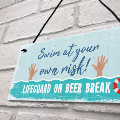 Red Ocean Funny Hot Tub Sign Summer House Garden Sign Pool Jacuzzi ...