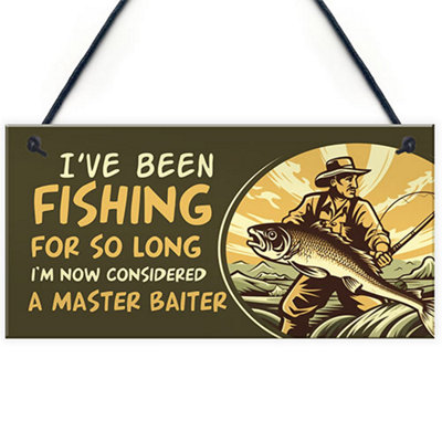 Red Ocean Funny Joke Fishing Sign Fishing Gift Fishing Accessories Shed ...