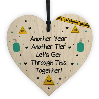 Red Ocean Funny Lockdown Gifts Decor Wood Heart Sign Insipirational ...