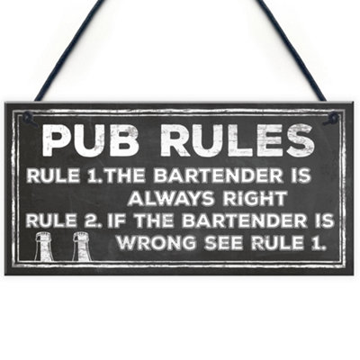 Red Ocean Funny Pub Sign Pub Rules Plaque Gift For Landlord Pub Owner ...