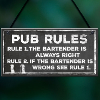 Red Ocean Funny Pub Sign Pub Rules Plaque Gift For Landlord Pub Owner ...