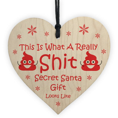 Red Ocean Funny Secret Santa Gift For Her Wood Heart Secret Santa Gift ...