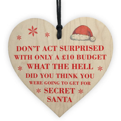 Red Ocean FUNNY Secret Santa Gift Present Wood Heart Secret Santa Gift ...