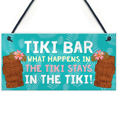 Red Ocean Funny Tiki Bar Decor Sign For Home Garden Bar Hanging Man ...