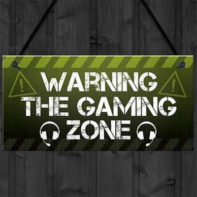 Red Ocean Gamer Zone Novelty Gaming Bedroom Games Room Sign Gift For ...