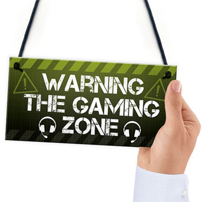 Red Ocean Gamer Zone Novelty Gaming Bedroom Games Room Sign Gift For ...