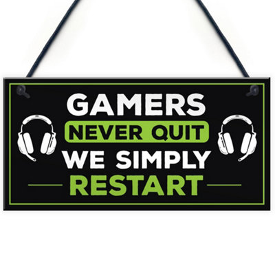 Red Ocean Gamers Never Quite Novelty Gaming Decor Sign For Games Room ...