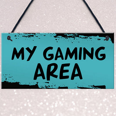 Red Ocean Gaming Area Hanging Games Room Plaque For Boys Bedroom Gamer ...