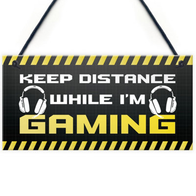 Red Ocean Gaming Warning Bedroom Sign Birthday Christmas Gift For Gamer ...