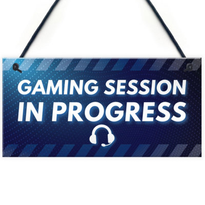 Red Ocean GAMING WARNING Sign Novelty Funny Gaming Gift For Christmas ...