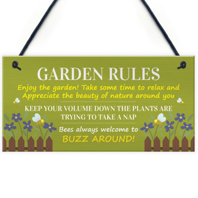Red Ocean Garden Rules Sign for Outdoor Decor Cute and Funny Garden ...
