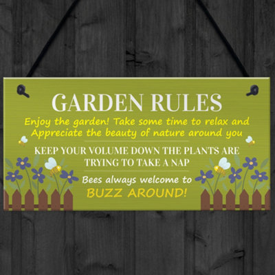 Red Ocean Garden Rules Sign for Outdoor Decor Cute and Funny Garden ...