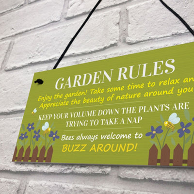 Red Ocean Garden Rules Sign for Outdoor Decor Cute and Funny Garden ...
