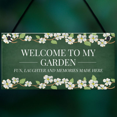Red Ocean Garden Welcome Signs Novelty Garden Shed Plaques Home Decor ...