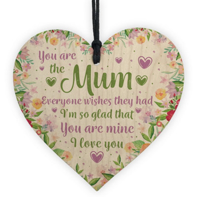 Red Ocean Gifts For Mum Mummy Wooden Hanging Heart Plaque Mum Birthday ...
