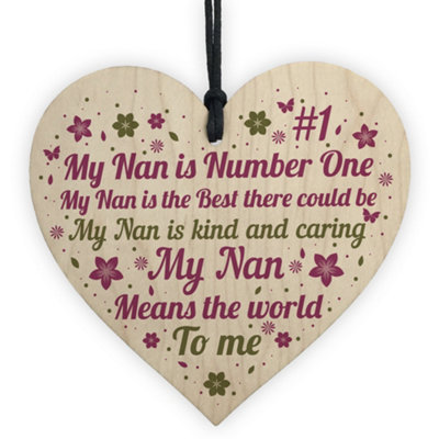 Red Ocean Gifts For Nan Wooden Heart Birthday Thank You Gifts For Nan ...