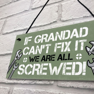 Red Ocean Grandad Fix It Screwed Man Cave Garage Shed Hanging Plaque ...