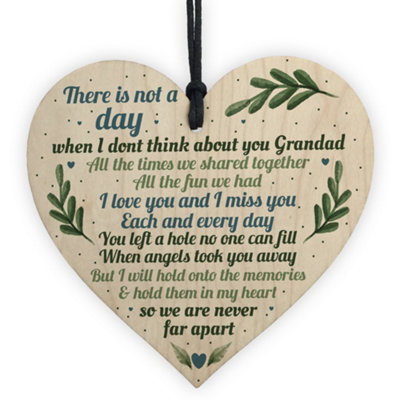 Red Ocean Grandad Grave Memorial Grave Plaque Tribute Sign Wooden Heart ...