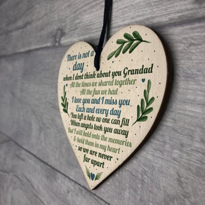 Red Ocean Grandad Grave Memorial Grave Plaque Tribute Sign Wooden Heart ...