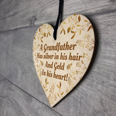 Red Ocean Grandfather Grandad Gifts Novelty Wood Heart Gift For ...